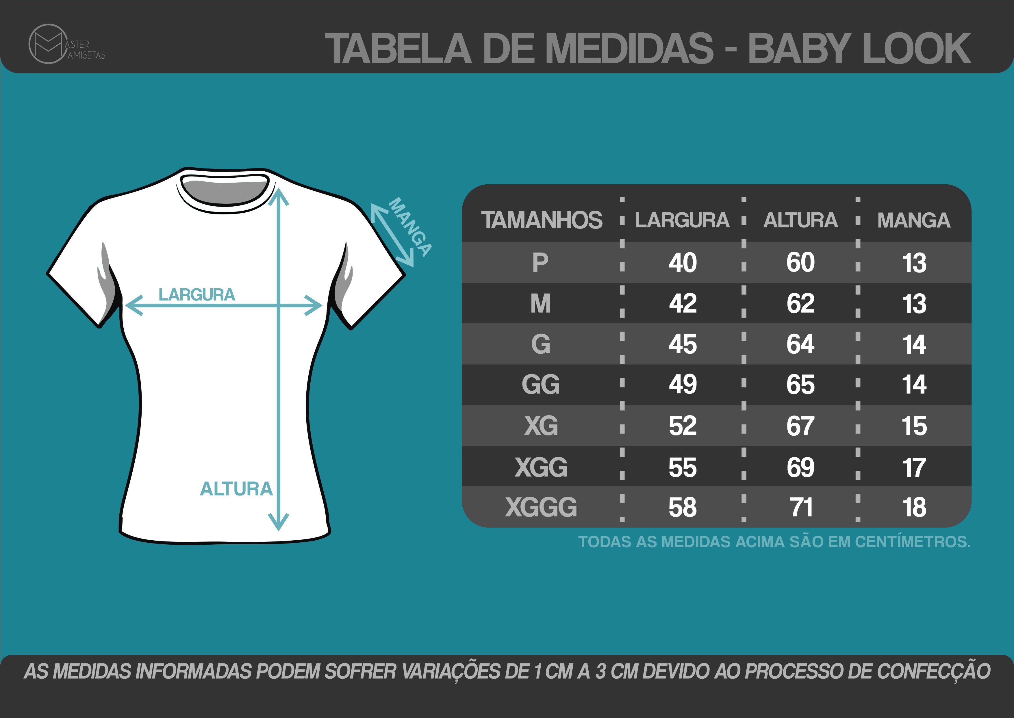 Baby Look Preto, 100% Poliéster - Master Camisetas