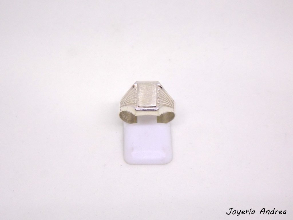 Anillo de Sello Rectangular de Plata - Joyeria Andrea