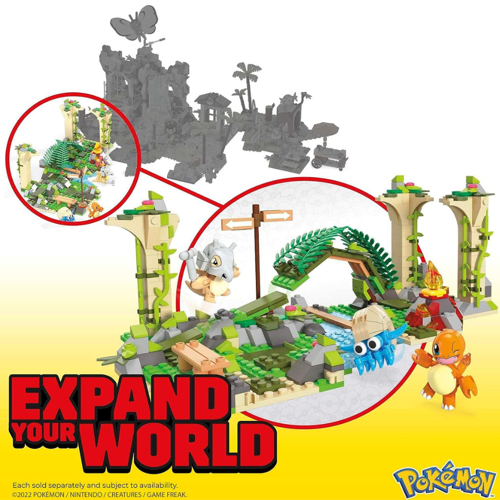 MEGA POKÉMON ACTION FIGURE BUILDING TOY, JUNGLE RUINS WITH 464 PIECES ...