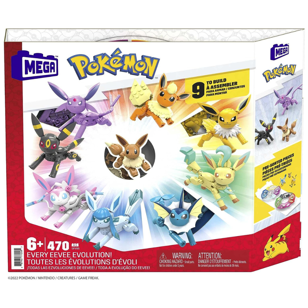 MEGA Pokemon Action Figure Building, Every Eevee Evolution with 470 ...