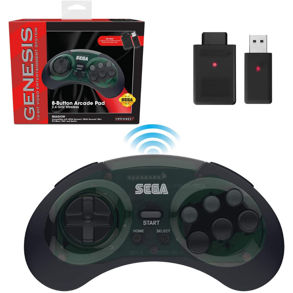 Sega Genesis 2.4 GHz Wireless Controller 8-Button Arcade Pad for Sega ...