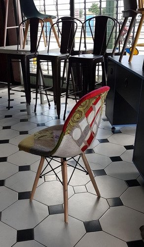 Silla Eames Dsw Patchwork Pata Madera - Alto Impacto