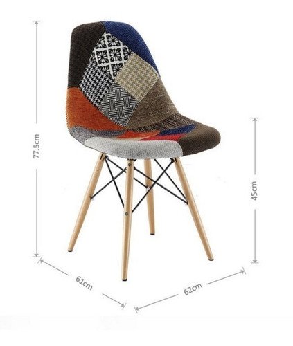 Silla Eames Dsw Patchwork Pata Madera - Alto Impacto