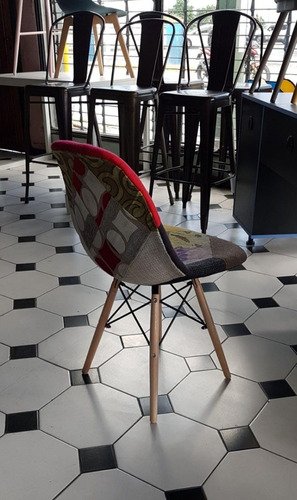 Silla Eames Dsw Patchwork Pata Madera - Alto Impacto