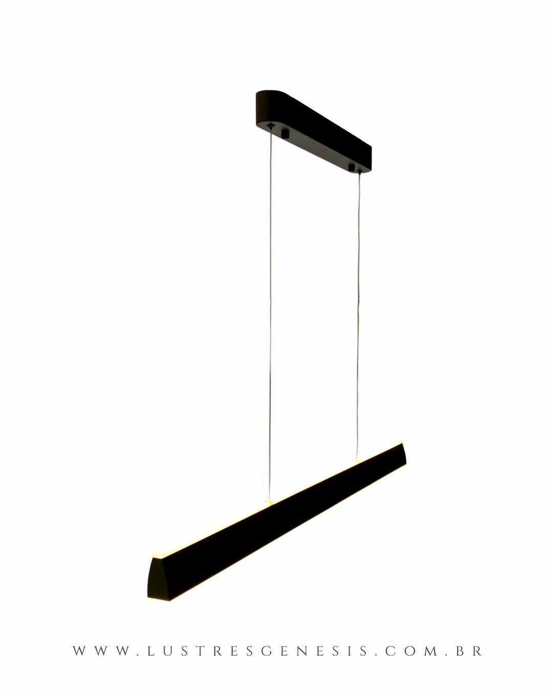 Luminária Pendente Linear Slim Preto para Sala de Jantar
