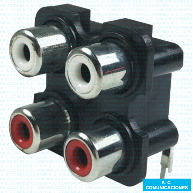 Panel 4 Jack Rca Negro / Rojo Plástico Circuito Impreso X 5