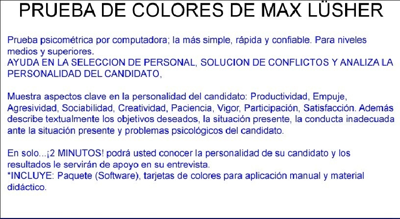 Test De Luscher-colores -soft Automatico --VERSION PROFESIONAL--