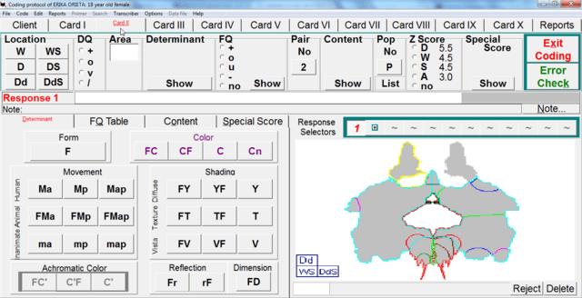 SOFT TEST DE RORSCHACH Sistema Comprehensivo Exner EN INGLES REPORTE P