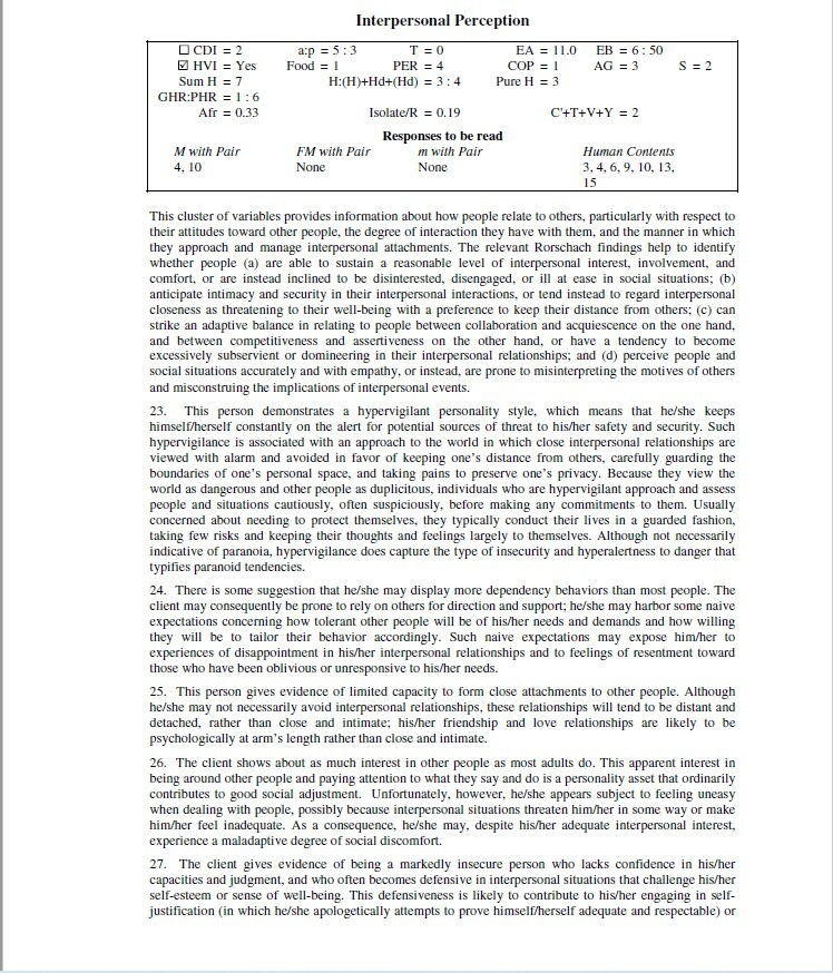SOFT RIAP TEST DE RORSCHACH -EN INGLES- Sistema Comprehensivo Exner (RIAP)