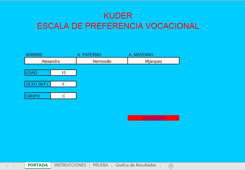 Orientacion Vocacional – Test Kuder PLANTILLA AUTOMATIZADA