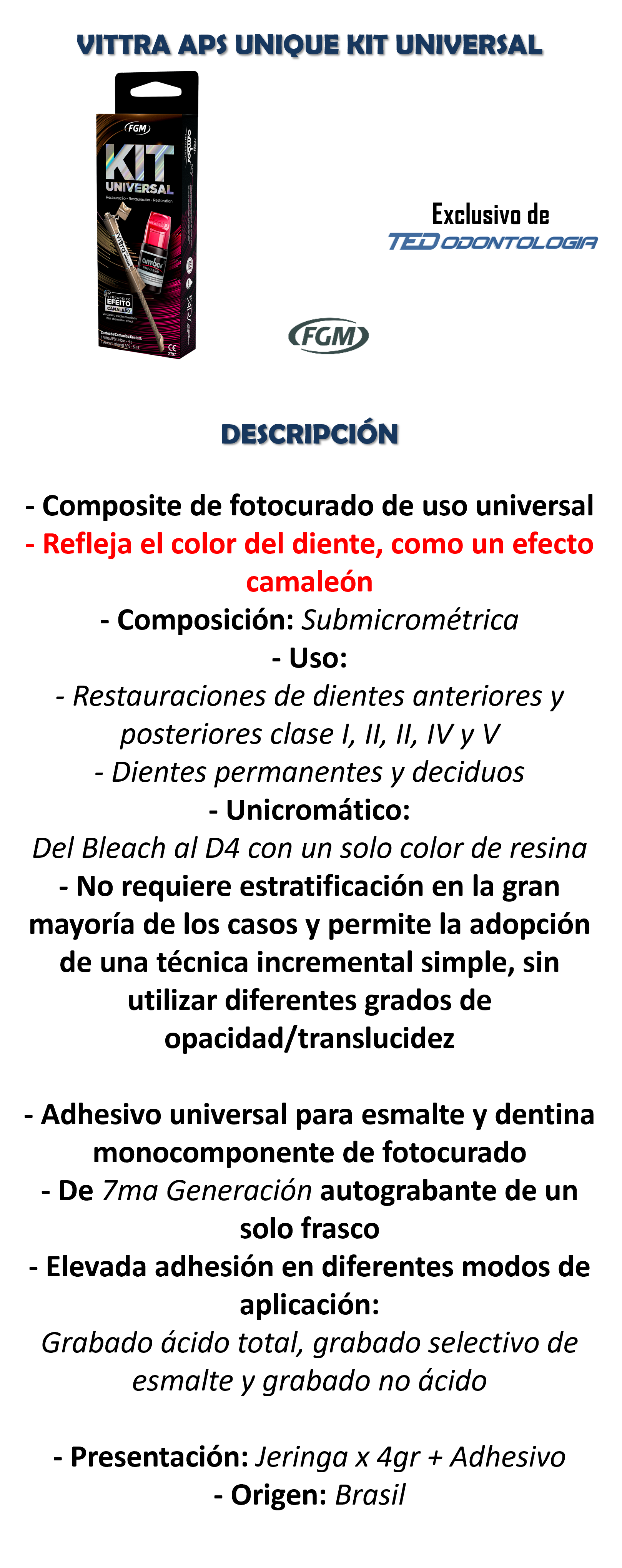 VITTRA UNIQUE KIT UNIVERSAL (jer x 4gr + Ambar Universal x 5ml) FGM