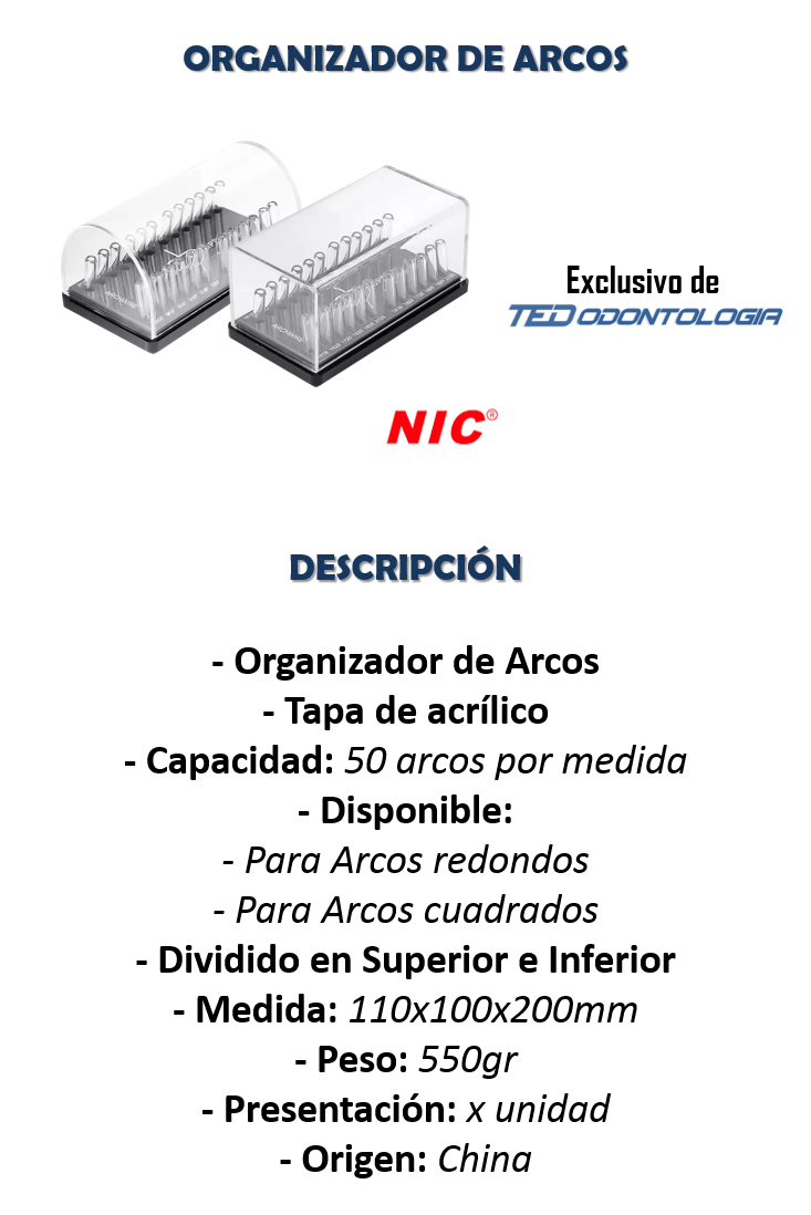 Organizador con Tapa Acrílico p/Arcos Cuadrados NIC