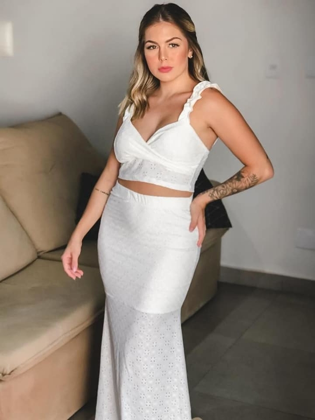 CONJUNTO CROPPED E SAIA LONGA - Click da Moda RP