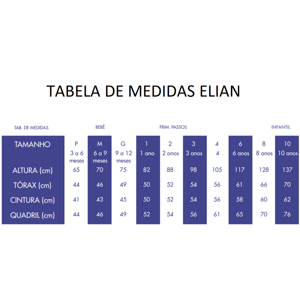 Tabela De Medidas Elian | ubicaciondepersonas.cdmx.gob.mx