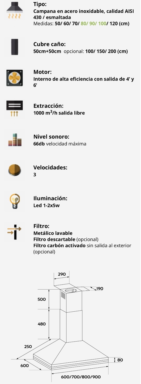 Campana Isla D.C. Maraldi - Comprar en Galvitec