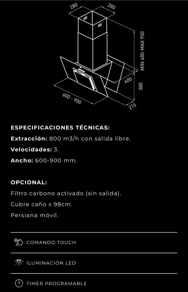Campana Isla Espejo TST - Comprar en Galvitec
