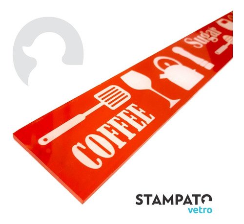 Guardas Cucina Iconos Rojos Vidrio 45x5 Cocina Impreso