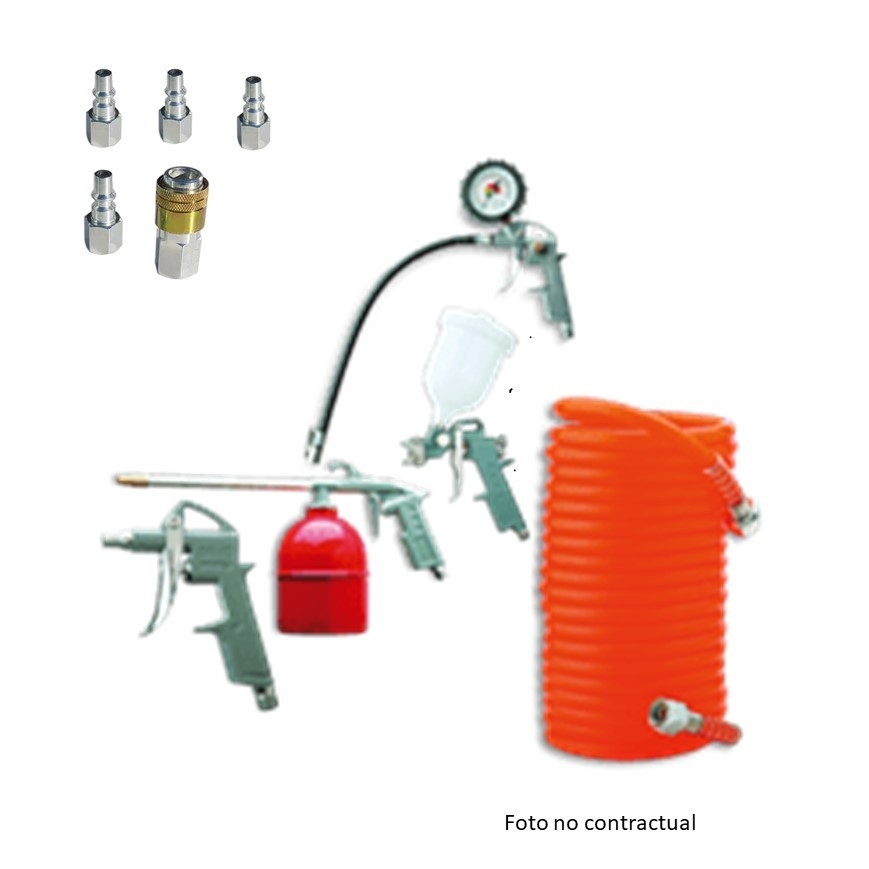Kit para compresor aire 5 piezas + acoples rápidos