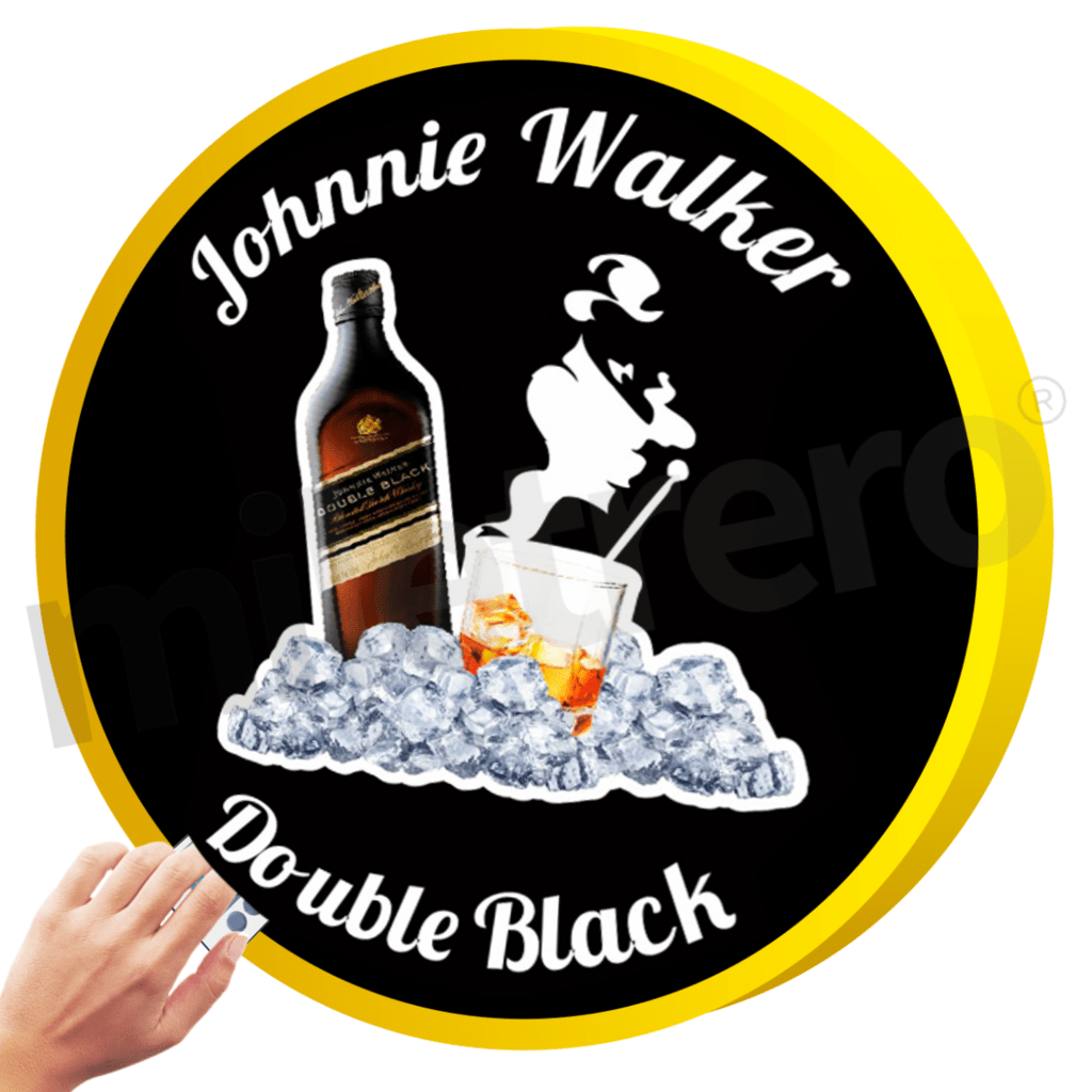 Letrero Acrílico Whisky Johnnie Walker Double Black LED Luminoso Letrero Acrílico Whisky Johnnie Walker Double Black LED Luminoso