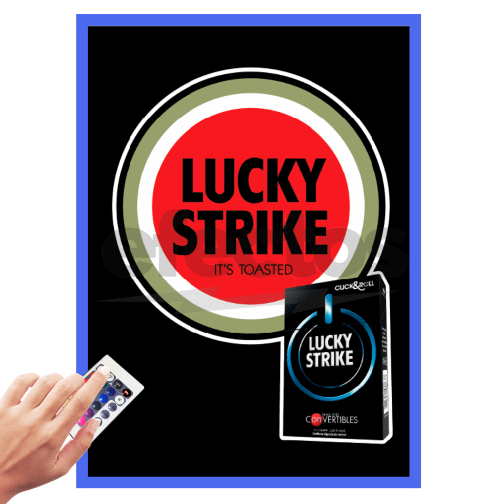 Letrero Acrílico Cigarros Lucky Strike LED Luminoso Karaoke