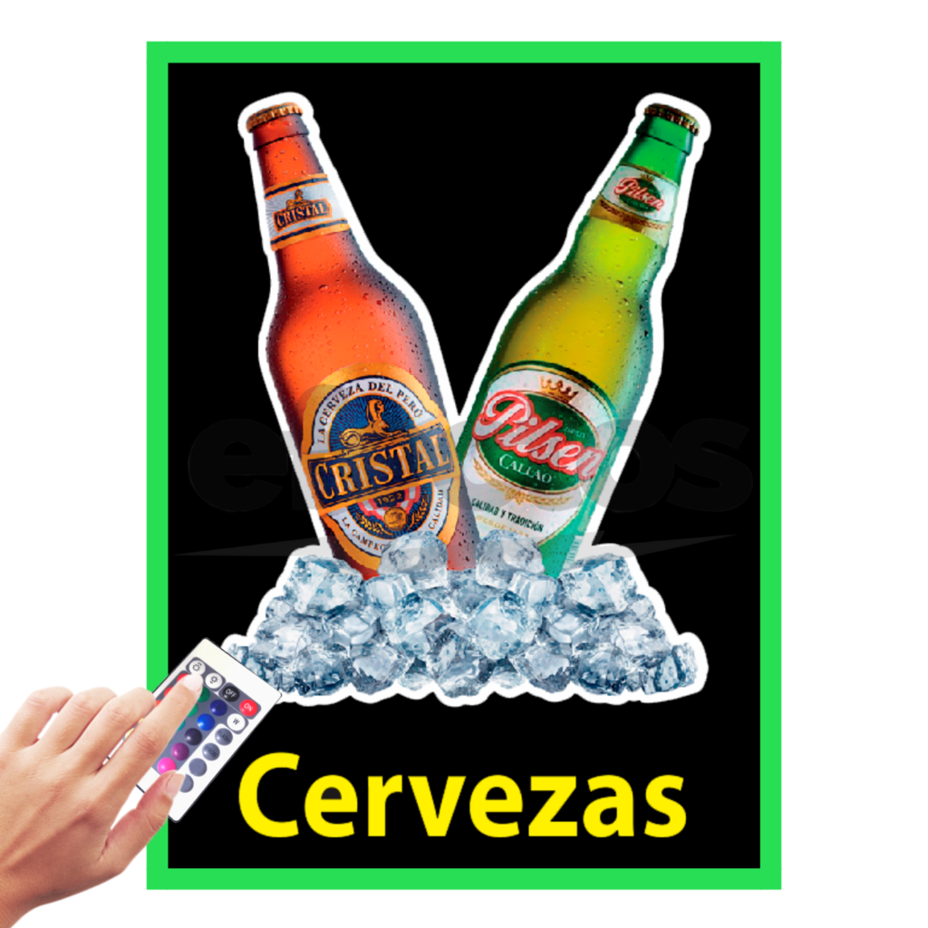 Letrero Acrílico Cerveza Cristal y Pilsen LED Discoteca
