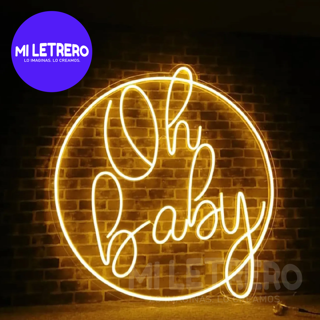 Letrero Luminoso Oh Baby Neon Led para Eventos Baby Shower