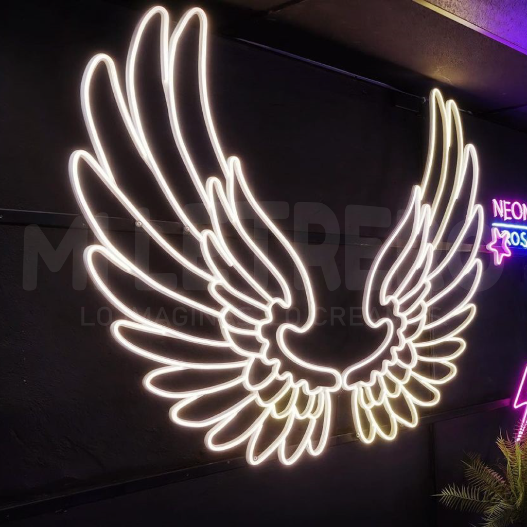 Letrero Neon Luminoso Led Angel Dorado Karaoke Discoteca