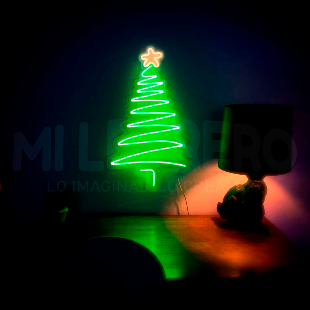 Letrero Luminoso Neon Led Árbol de Feliz Navidad