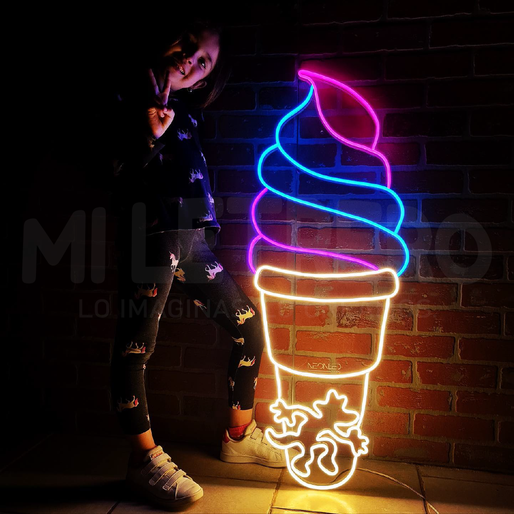 Letrero Luminoso en Neon Led Helados Artesanales Ice Cream