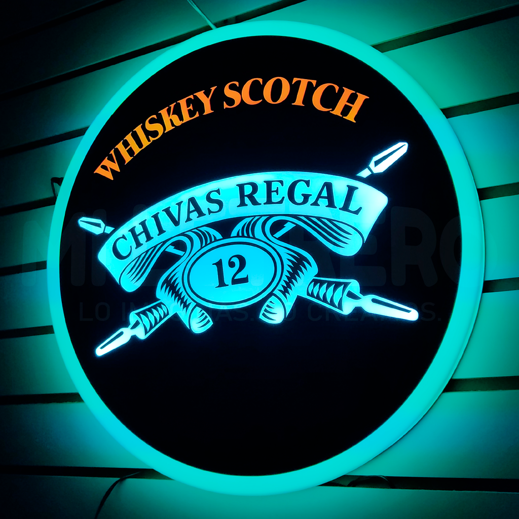 Letrero Luminoso Whisky Chivas Regal 12 Acrílico Led