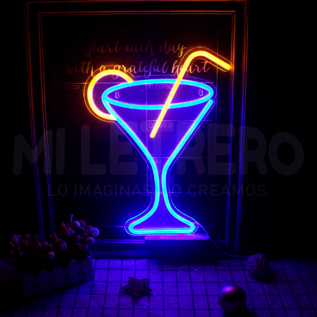 Letrero Luminoso Neon Cocktail Martini Led Flexible Bar