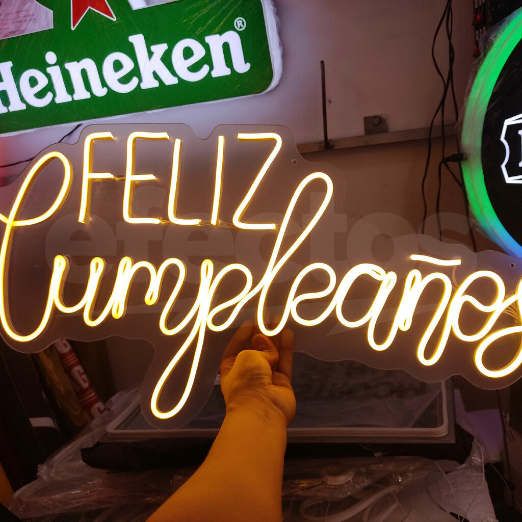 Letrero Luminoso Feliz Cumpleaños Neon Led Happy Birthday