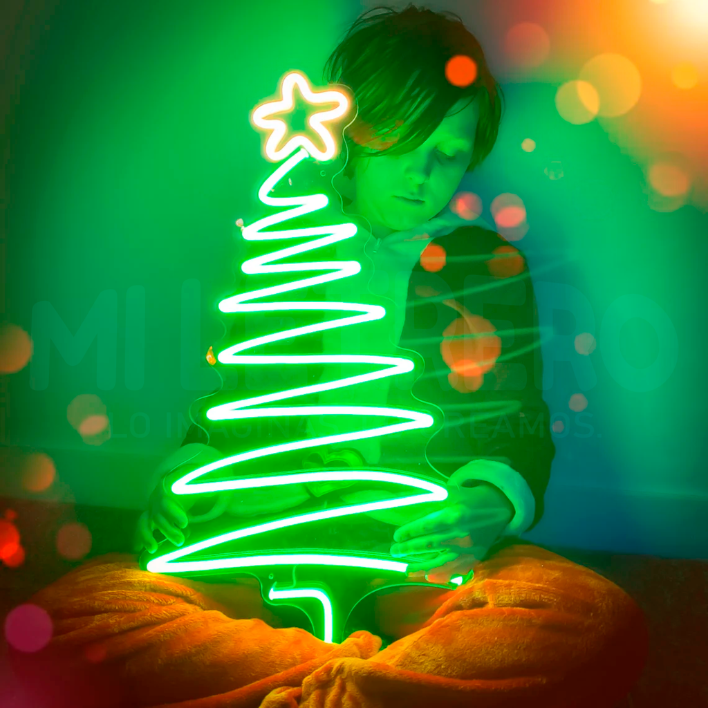 Letrero Luminoso Neon Led Árbol de Feliz Navidad