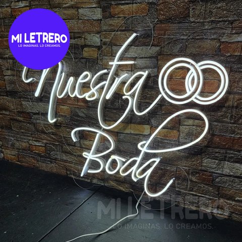 Letrero Luminoso Neon Nuestra Boda en Led para Eventos