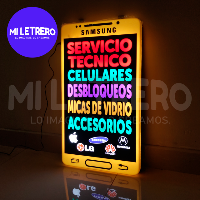 Letrero Luminoso Servicio Técnico Celulares Acrílico led