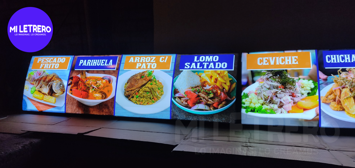 Letrero Luminoso para Cevichería Oasis Marino Acrílico y neon