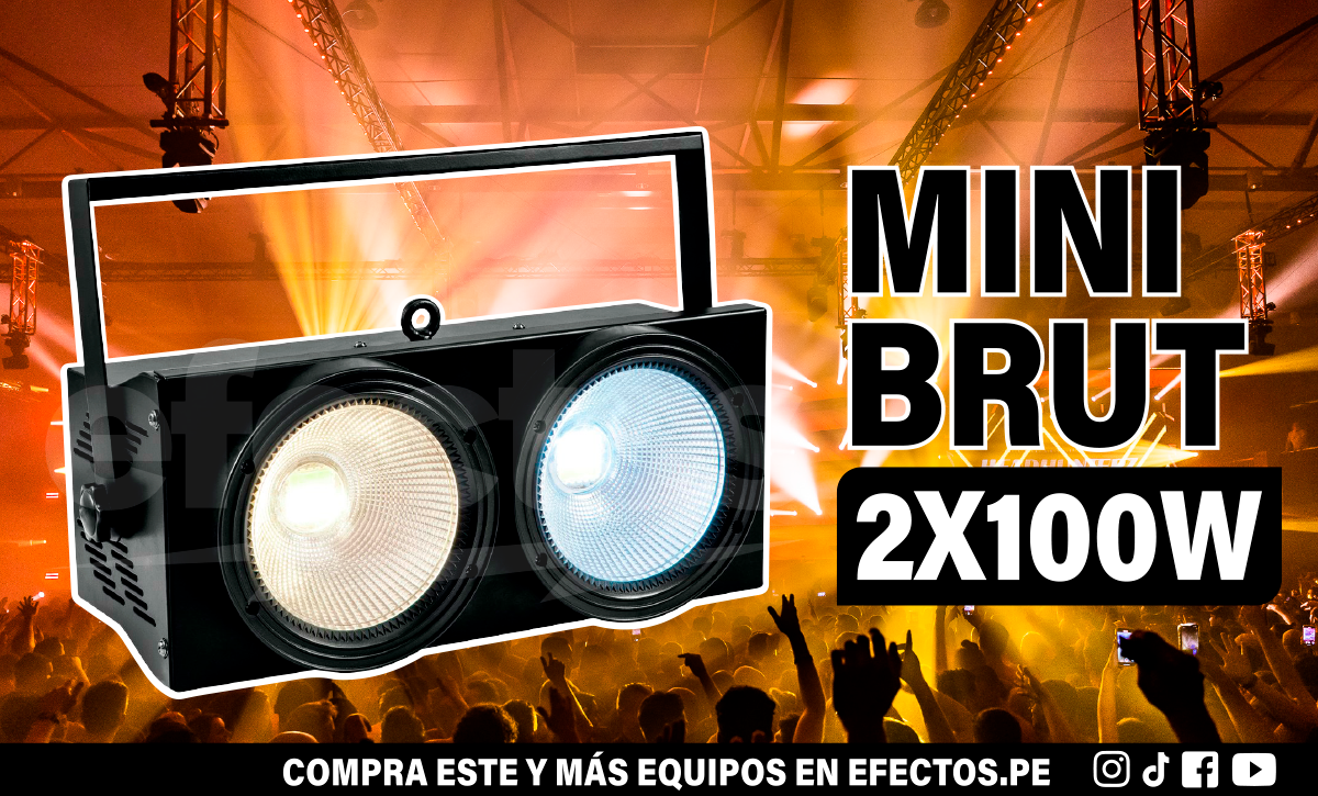 Minibrut 2x100W 200W COB Cálido Dmx DJ Escenario Disco