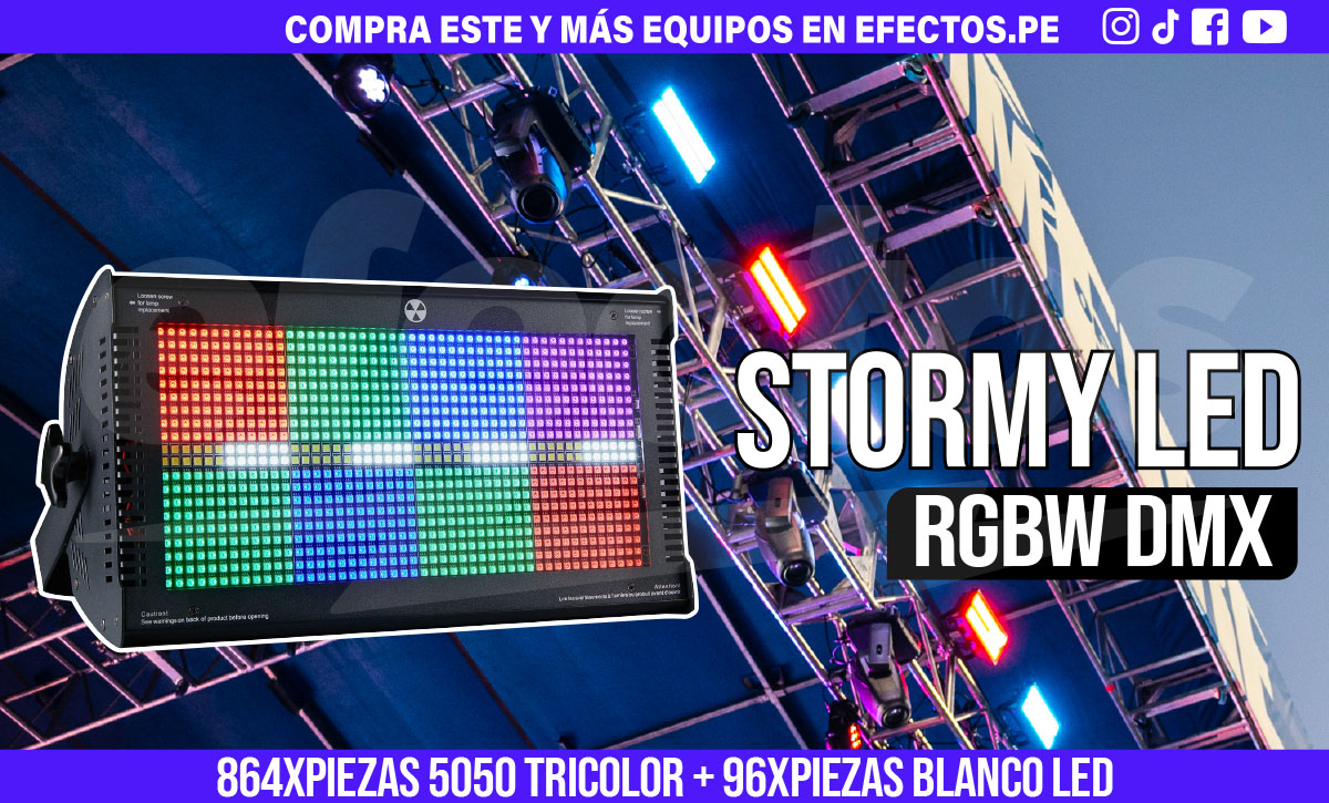 Stormy LED RGBW + Strobo DMX DJ Luces para Escenario Discoteca