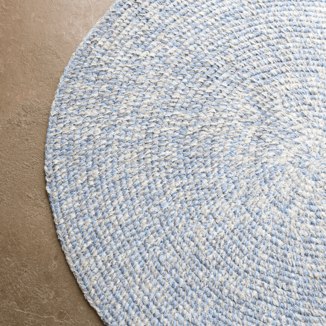 Tapete Redondo Azul Claro de Sala e Quarto