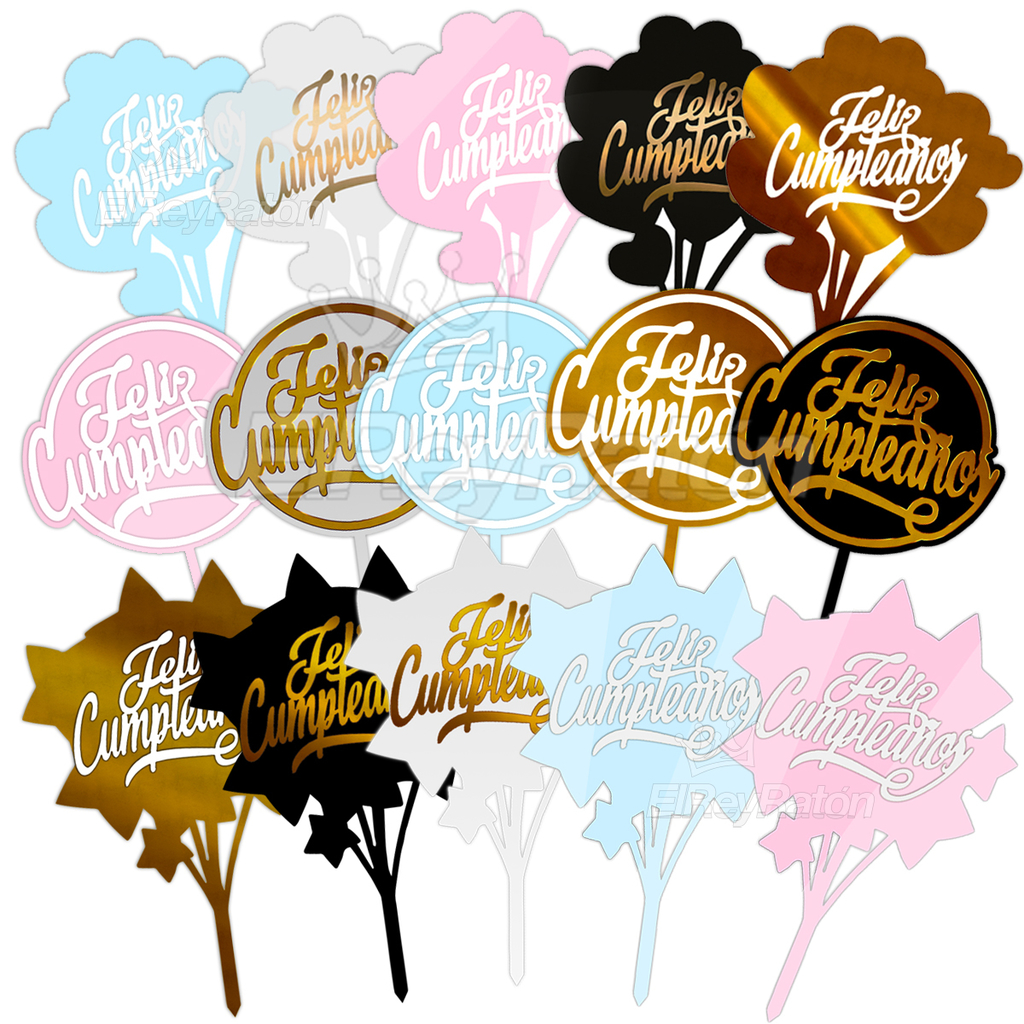 10 Cake Topper Cumpleaños Pastel - ElReyRaton
