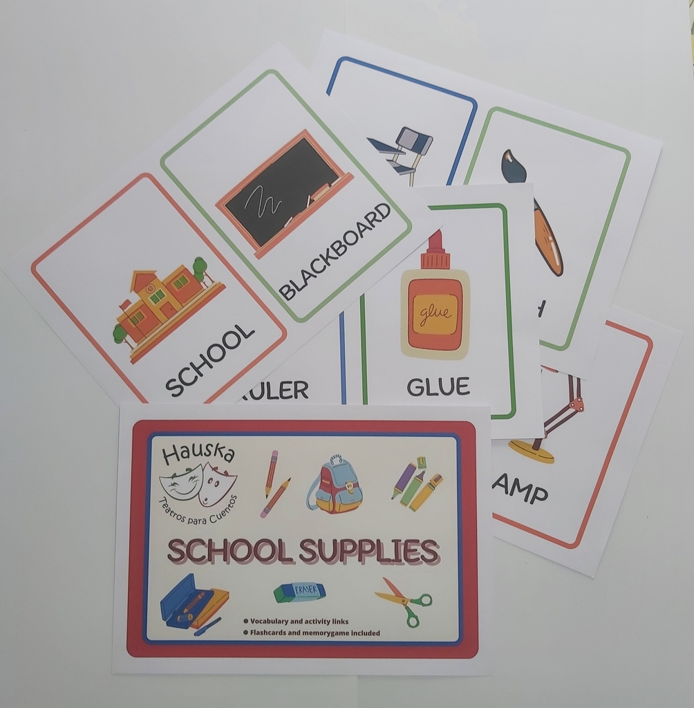 "School supplies" Material didáctico en inglés Tamaño A4