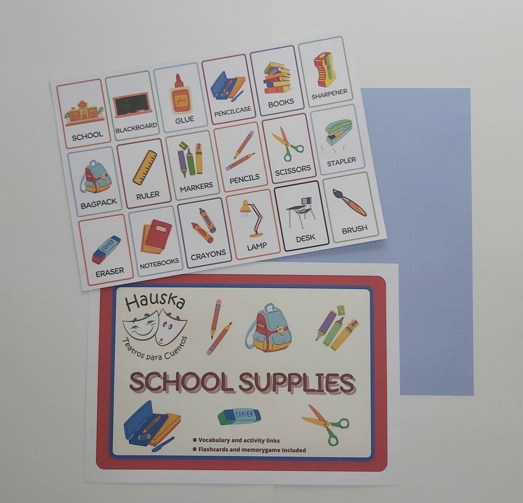 "School supplies" Material didáctico en inglés Tamaño A4