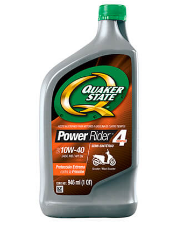 Aceite SAE 10W-40 Power RiderMR 4 Tiempos Quaker State 946ml.
