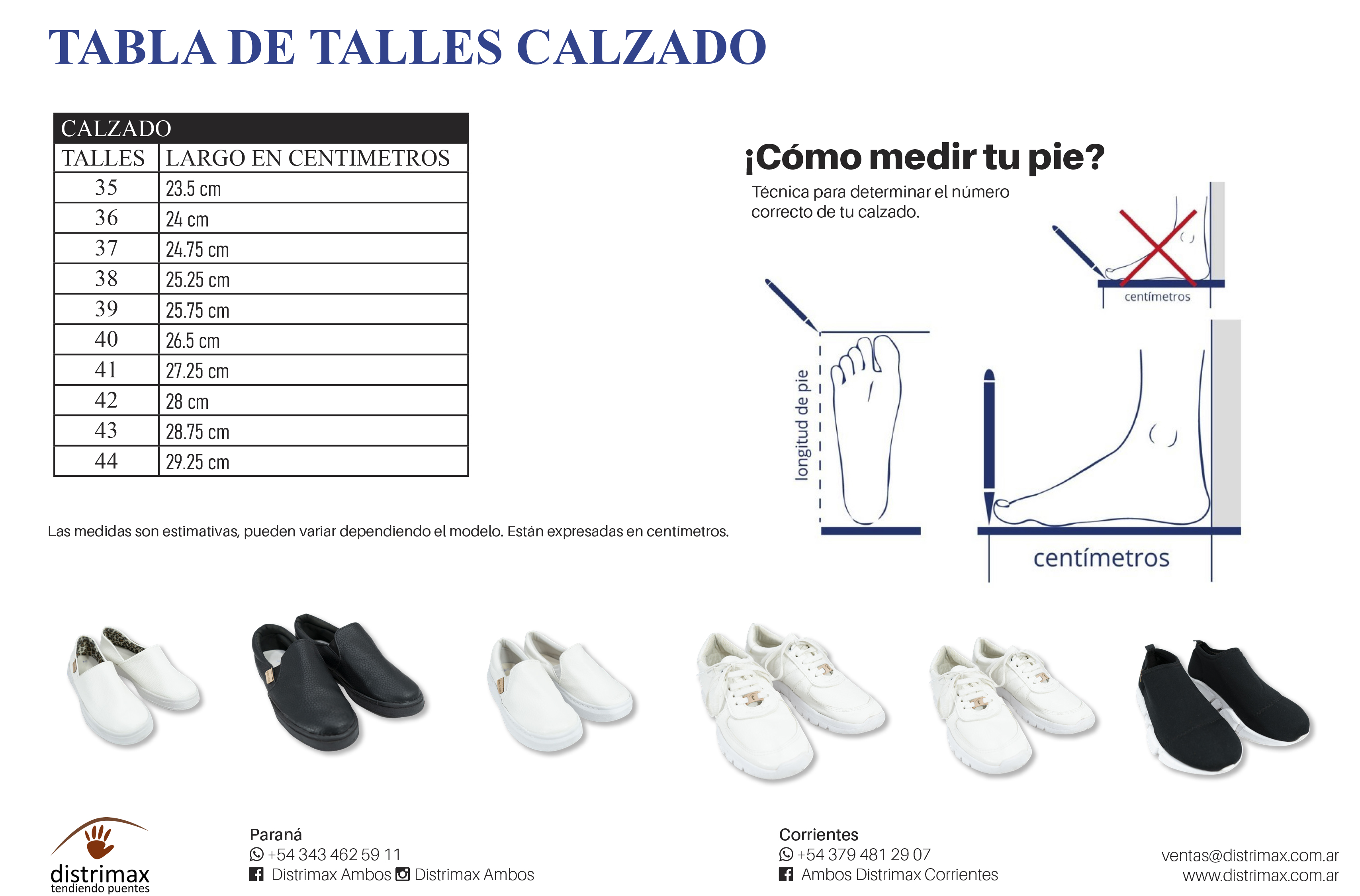 Tabla de talles - Calzado