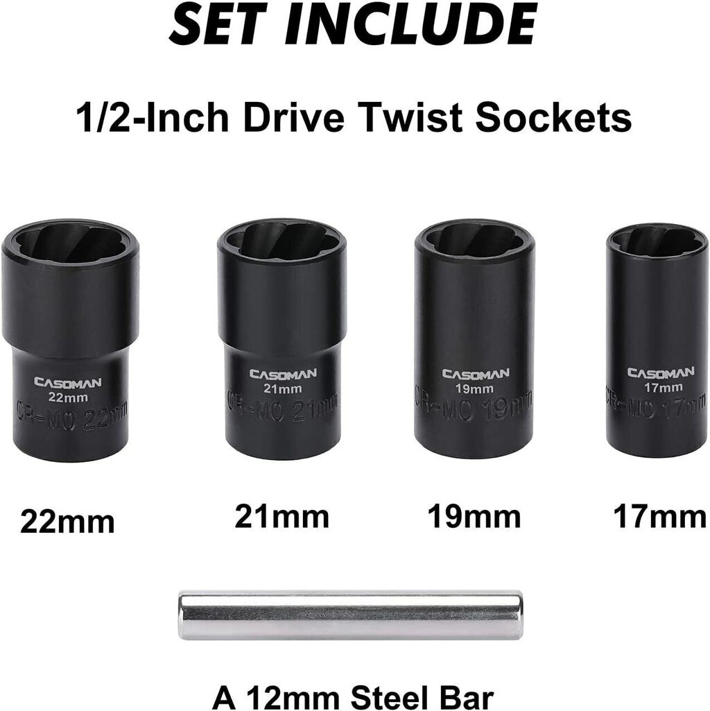 Set 4 Extractores De Tuercas Y Esparragos 17 A 22mm Casoman