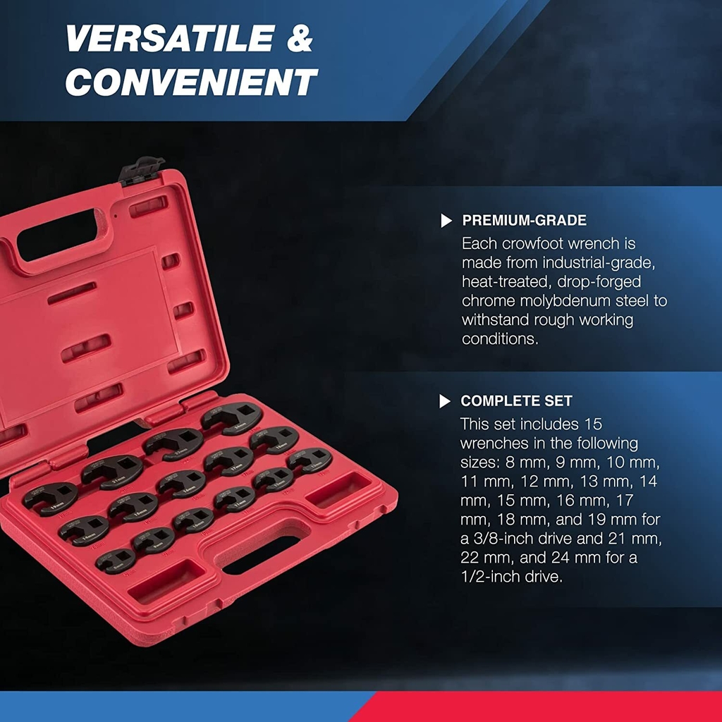 Set 15 Patas De Cuervo 8 A 24mm Encastre 3/8 Y 1/2 Neiko