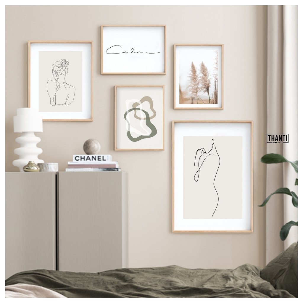 SET DE 5 CUADROS "BEIGE AND WHITE" - THANTI cuadros