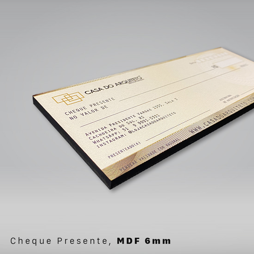 Vale Cheque Presente Casa do Arquiteto