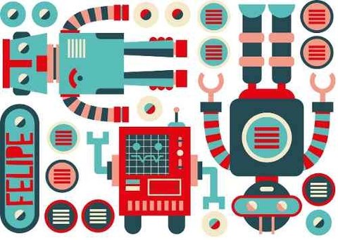 Vinilo Robots Con Tu Nombre Personalizado