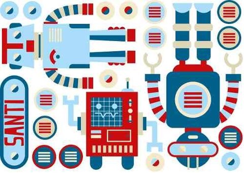 Vinilo Robots Con Tu Nombre Personalizado